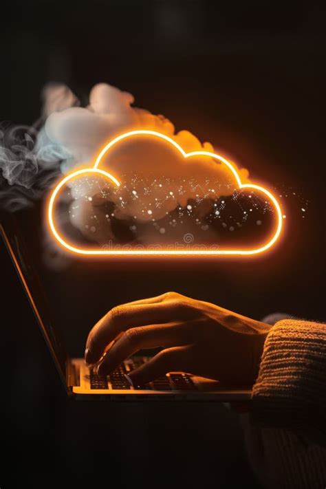 Person Typing On Laptop With Glowing Cloud Icon Above Symbolizing