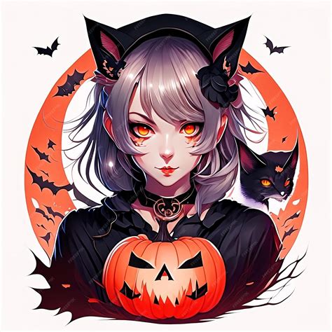 Premium Ai Image Anime Halloween Girl And Pumpkin Night