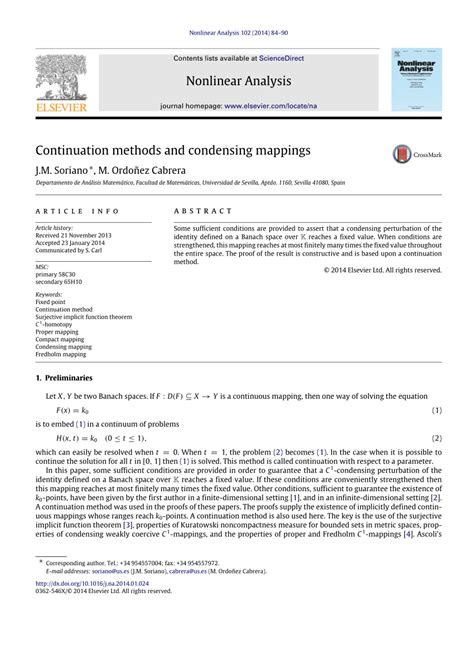 Pdf Continuation Methods And Condensing Mappings