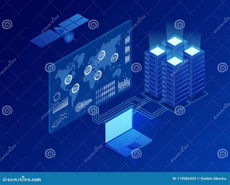 Isometric Global Information Digital Network Big Data Processing Energy Station Of Future