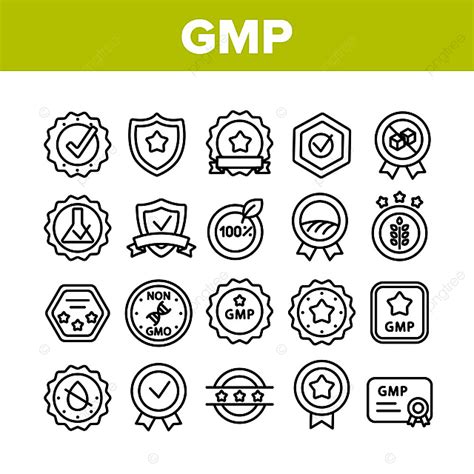Gmp Vector Hd Images, Gmp Certified Mark Collection Icons Set Vector ...