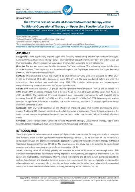 Pdf The Effectiveness Of Constraint Induced Movement Therapy Versus Traditional Occupational