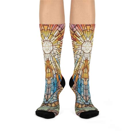 Stained Glass Style Socks Sun Rays Art Artsy Cute Socks Artistic