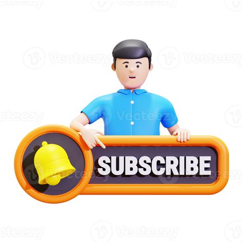 3d Man Showing Subscribe Button Illustration 50980824 Png