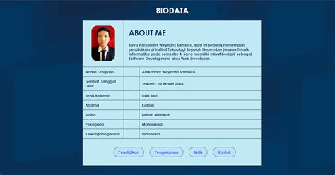 Tugas Pemrograman Web HTML Membuat CV