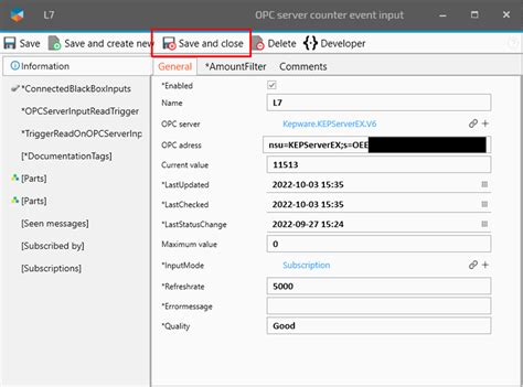 connect opc server and opc tags in rs production