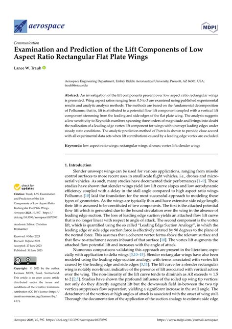 Pdf Examination And Prediction Of The Lift Components Of Low Aspect