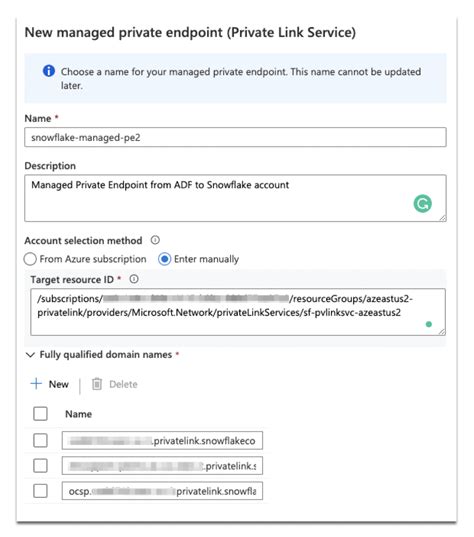 how to set up a managed private endpoint from azure data factory or