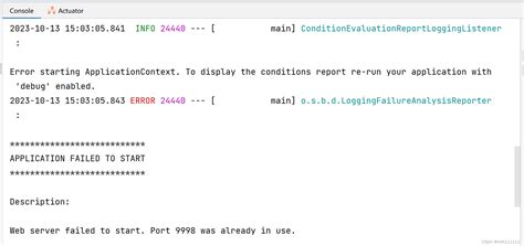 Error Starting Applicationcontext To Display The Conditions Report Re Run Your Application With