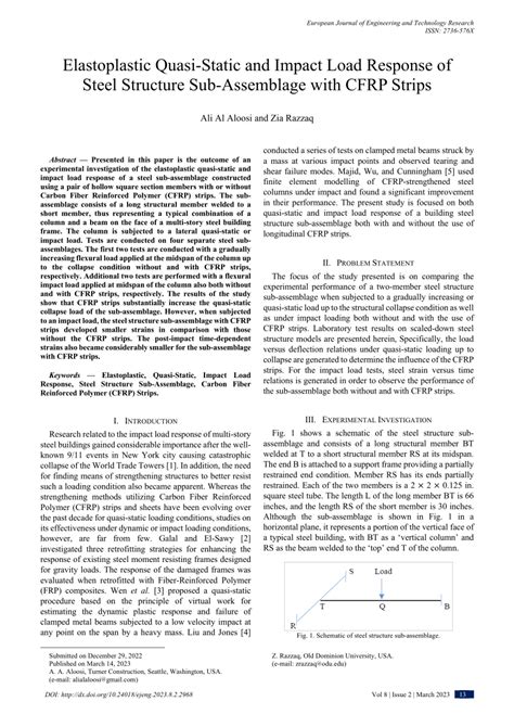 Pdf Elastoplastic Quasi Static And Impact Load Response Of Steel Structure Sub Assemblage With