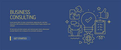 비즈니스 컨설팅 관련 웹 배너 라인 스타일 웹 배너 웹 사이트 헤더 등에 대한 현대 디자인 벡터 일러스트레이션 웹 배너에 대한 스톡 벡터 아트 및 기타 이미지 Istock