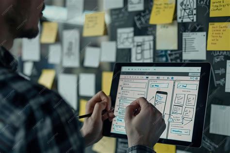 Uxui Designer Prototyping A Mobile Application Premium Ai Generated Image