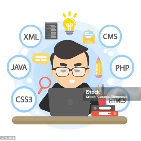 Man Programmer Bekerja Ilustrasi Stok Unduh Gambar Sekarang