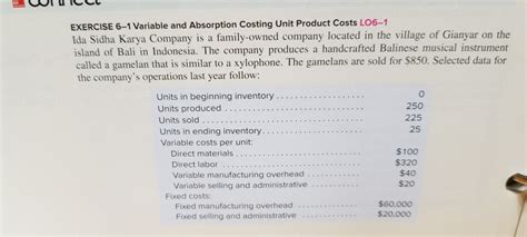 solved exercise 6 1 variable and absorption costing unit