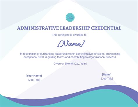 Free Administrative Leadership Credential Template To Edit Online