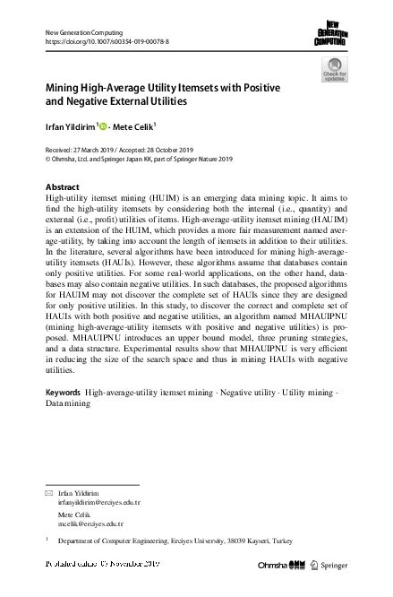Pdf Mining High Average Utility Itemsets With Positive And Negative