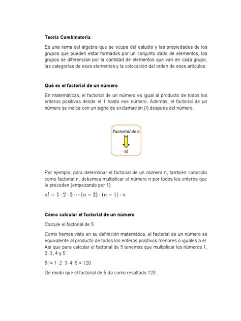 TeorÍa Combinatoria 1 Pdf Permutación Multiplicación
