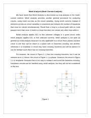 Mesh Analysis Docx Mesh Analysis Mesh Current Analysis We Have Learnt That Mesh Analysis Is