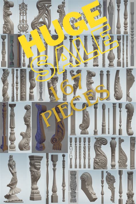 3d Stl Models Pillars Balusters Fences Pack 167 Pcs Deco For Cnc Router