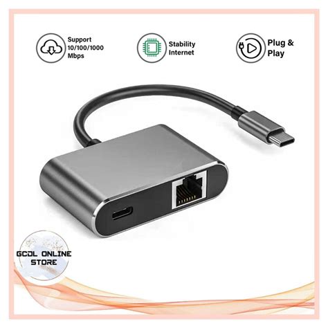 USB C To Gigabit Ethernet Adapter MBPS Type C PD Charging Charger And RJ Network Port