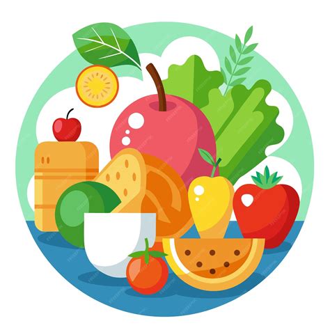 Healthy Foods Clipart Cartoon Style Vector Illustration Premium Ai