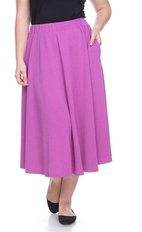 Plus Size White Mark Pleated Midi Skirt Midi Flare Skirt Midi Skirt