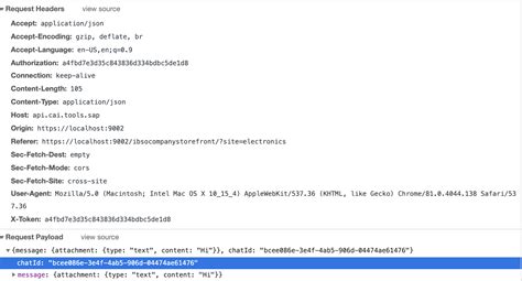 sap conversational ai internal server error when integrating chatbot