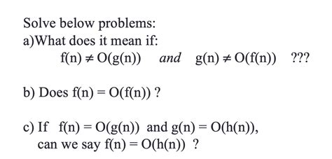 Solved Solve Below Problems A What Does It Mean If F N Chegg Com