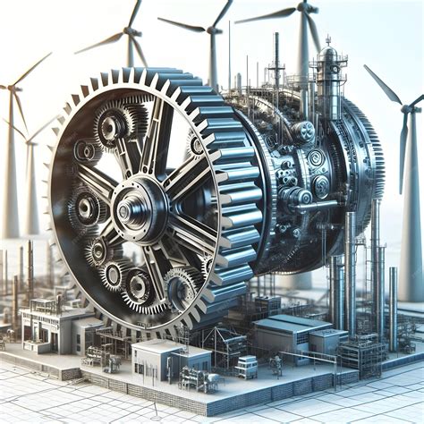 Photo Realistic As Wind Turbine Gearbox And Industrial Complex Concept As A Wind Turbine Gearbox
