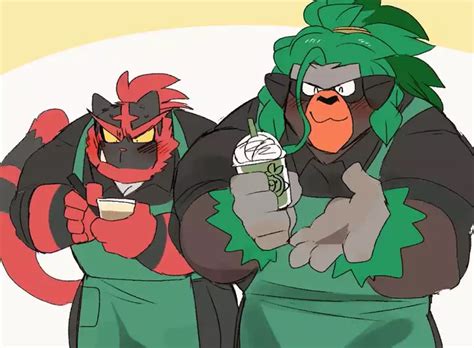 Incineroar And Rillaboom Pokemon Drawn By Hyaku G Kawayusu Danbooru