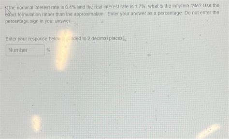 Solved If The Nominal Interest Rate Is And The Real Chegg