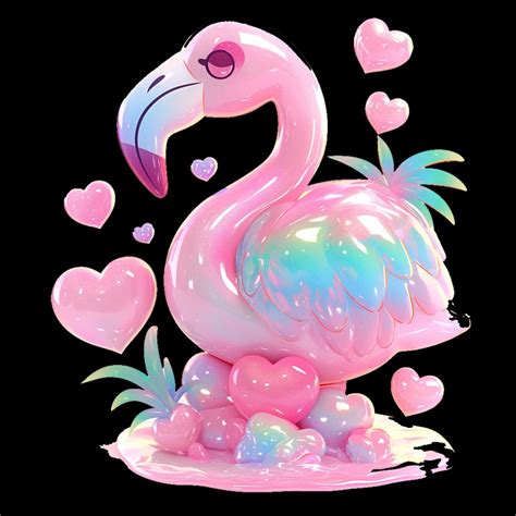 Chibi Flamingo Clipart Bundle 10 Png Files Cute Tropical Bird