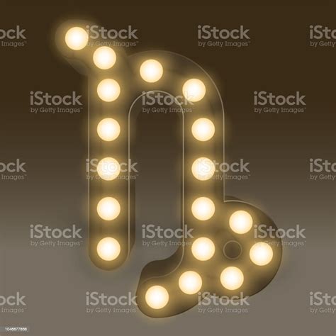 염소 자리 조디악 로그인 백열 전구 상자 어두운 배경에서 그림 복고풍 3d 스타일 고립 된 광선 벡터 Eps 10 염소자리에