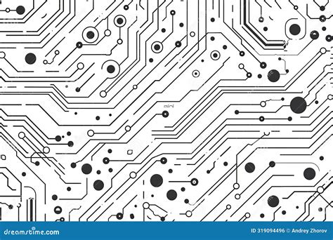 black and white circuit board pattern showcasing intricate lines and