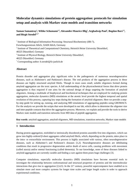 Pdf Molecular Dynamics Simulations Of Protein Aggregation Protocols