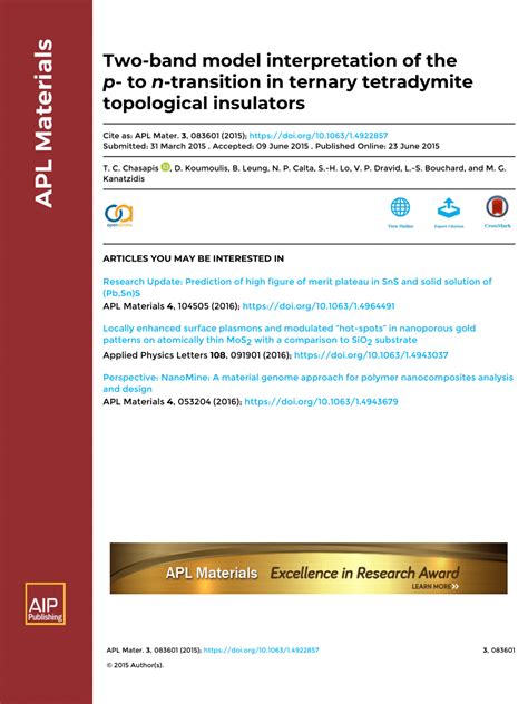 Pdf Two Band Model Interpretation Of The P To N Transition In
