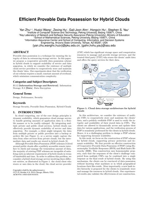 Pdf Efficient Provable Data Possession For Hybrid Clouds