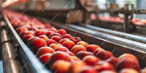 automated fruit sorting process for fresh peaches in modern food