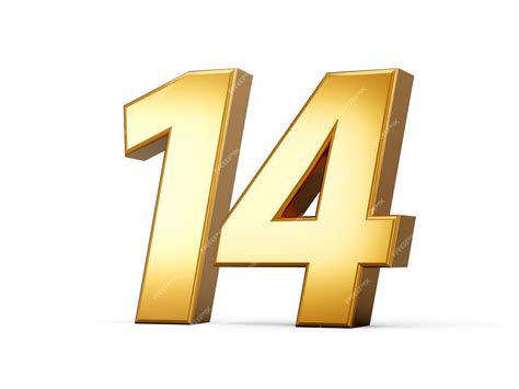 Premium Photo Golden Metallic Number 14 Fourteen White Background 3d Illustration
