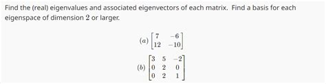 Answered Find The Real Eigenvalues And Bartleby