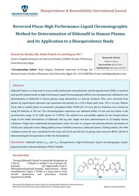 Pdf Reversed Phase High Performance Liquid Chromatographic Method For Determination Of