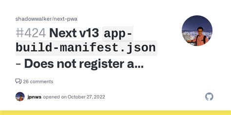 Next V13 `app Build Manifestjson` Does Not Register A Service Worker