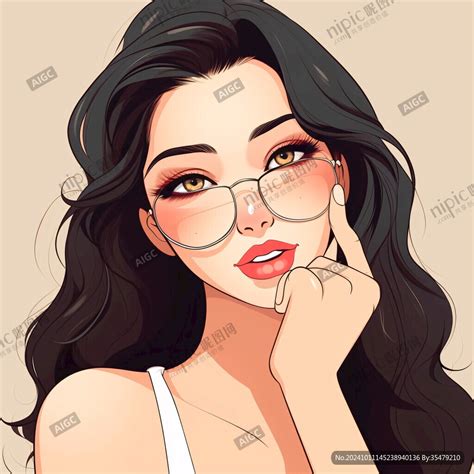ai创作图戴眼镜女孩插画 眼镜女孩插画 墨镜人物插画 潮流插画美女人物插画 人物头像美女插画 手绘眼镜女孩 美女人物插画 戴眼镜可爱女孩 卡通