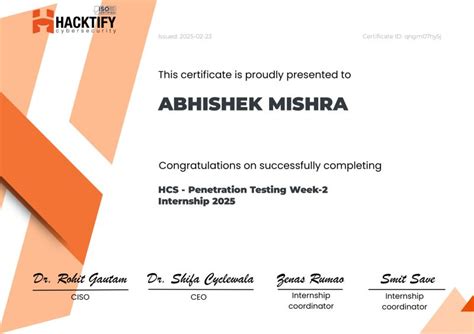 Hacktify Cybersecurity Ethicalhacking Penetrationtesting Internship… Abhishek Mishra