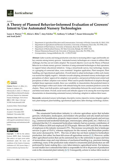 Pdf A Theory Of Planned Behavior Informed Evaluation Of Growers