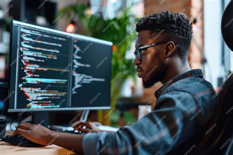 Premium Photo African Developer Coding On Computer At Home