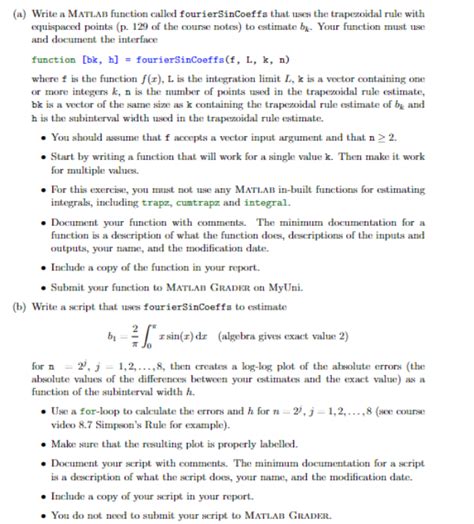 Solved A Write A Matlab Function Called Fouriersincoef F