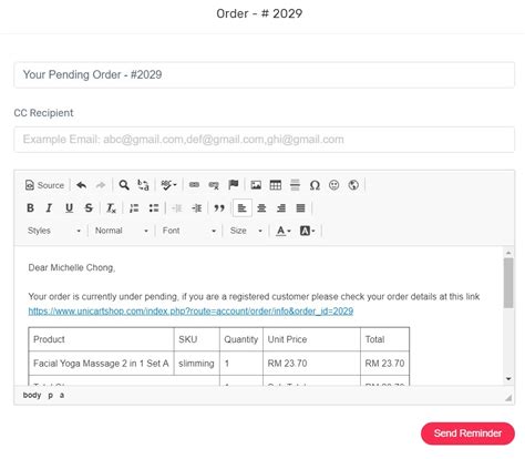 How To Send Payment Reminder To Customer UniCart Support Center
