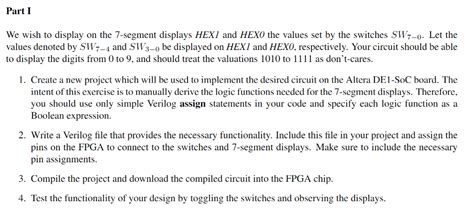 Solved Part I We Wish To Display On The 7 Segment Displays
