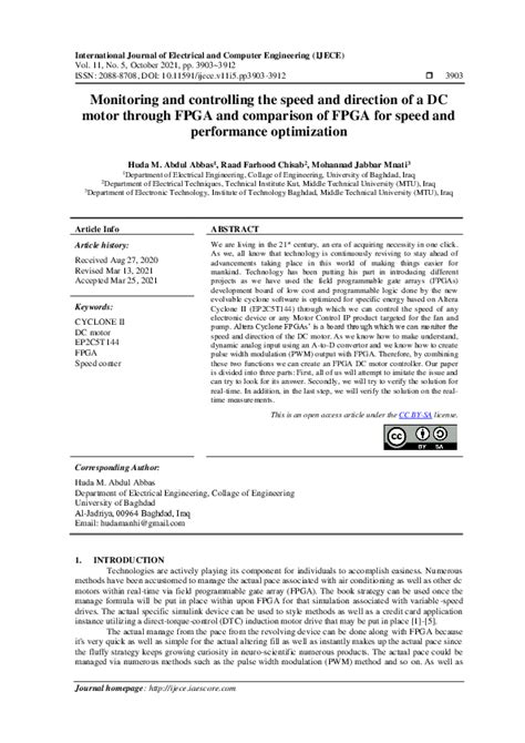 pdf monitoring and controlling the speed and direction of a dc motor